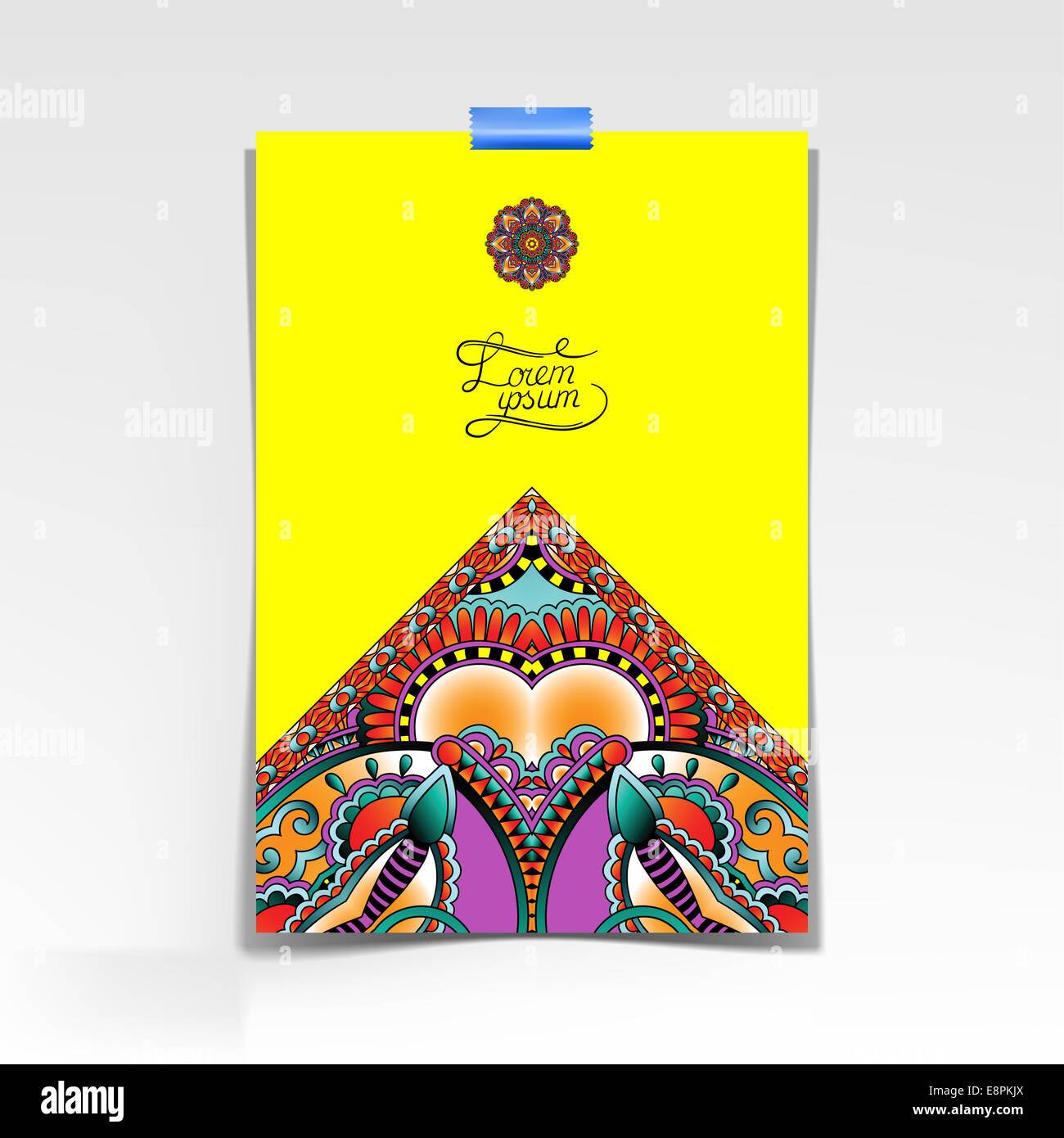 decorative sheet of paper with oriental floral design Stock Photo - Alamy