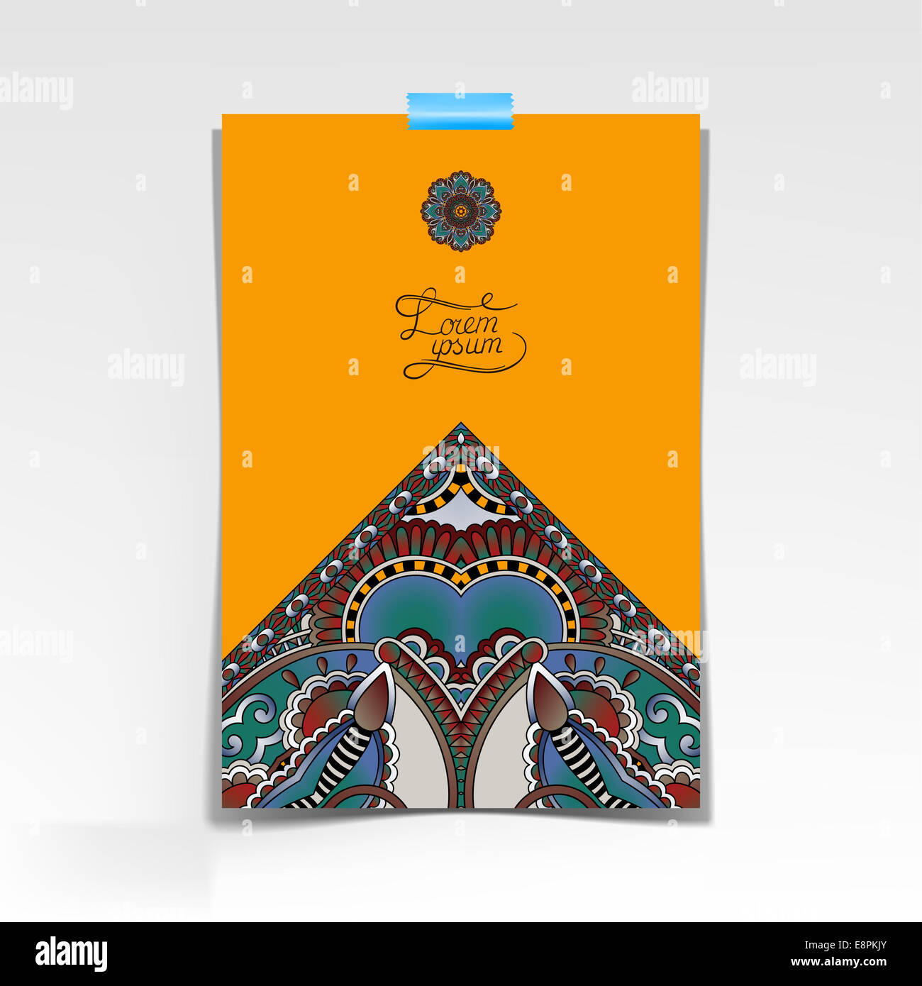 decorative sheet of paper with oriental floral design Stock Photo - Alamy