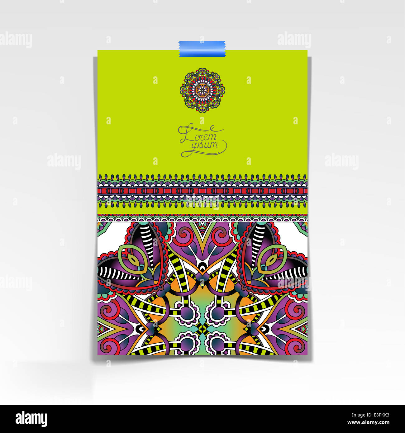 decorative sheet of paper with oriental floral design Stock Photo - Alamy