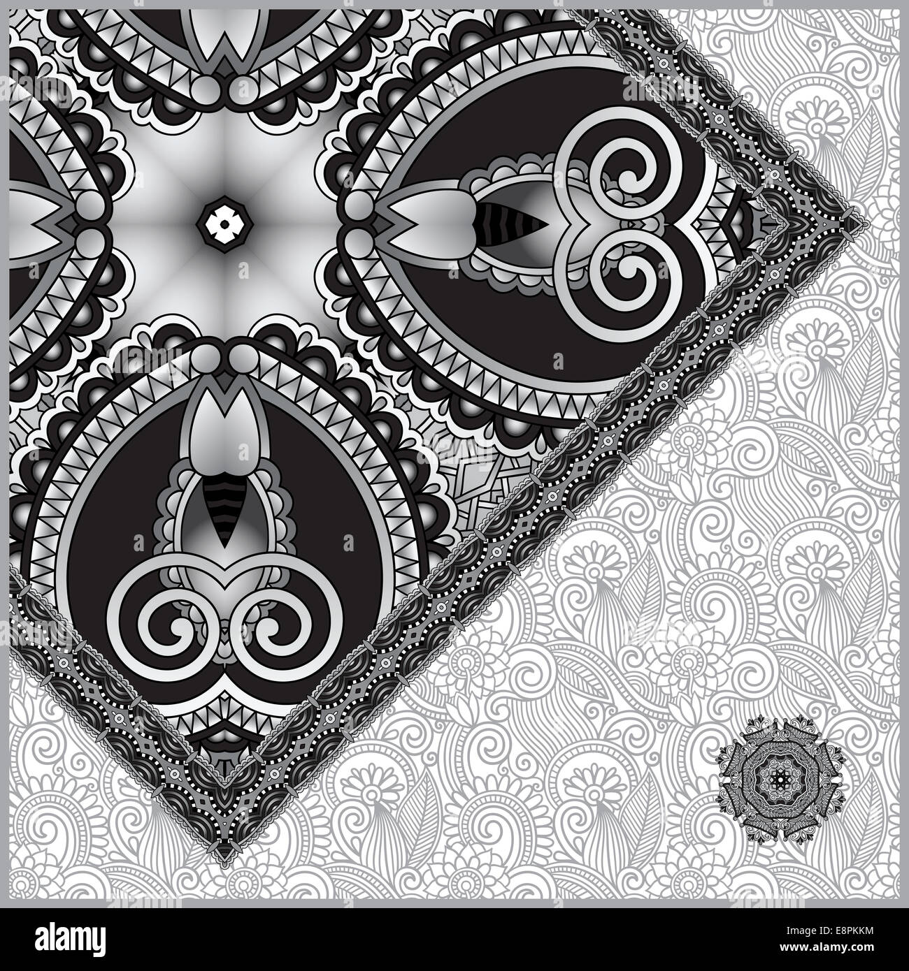 grey floral ornamental template with place for your text Stock Photo ...