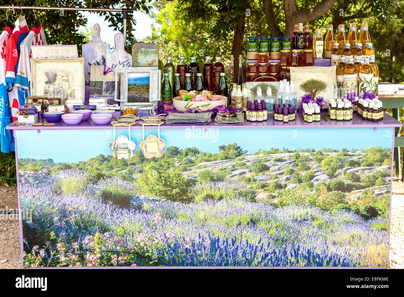 Stall with traditional, local products near Velo Grablje village, Hvar ...