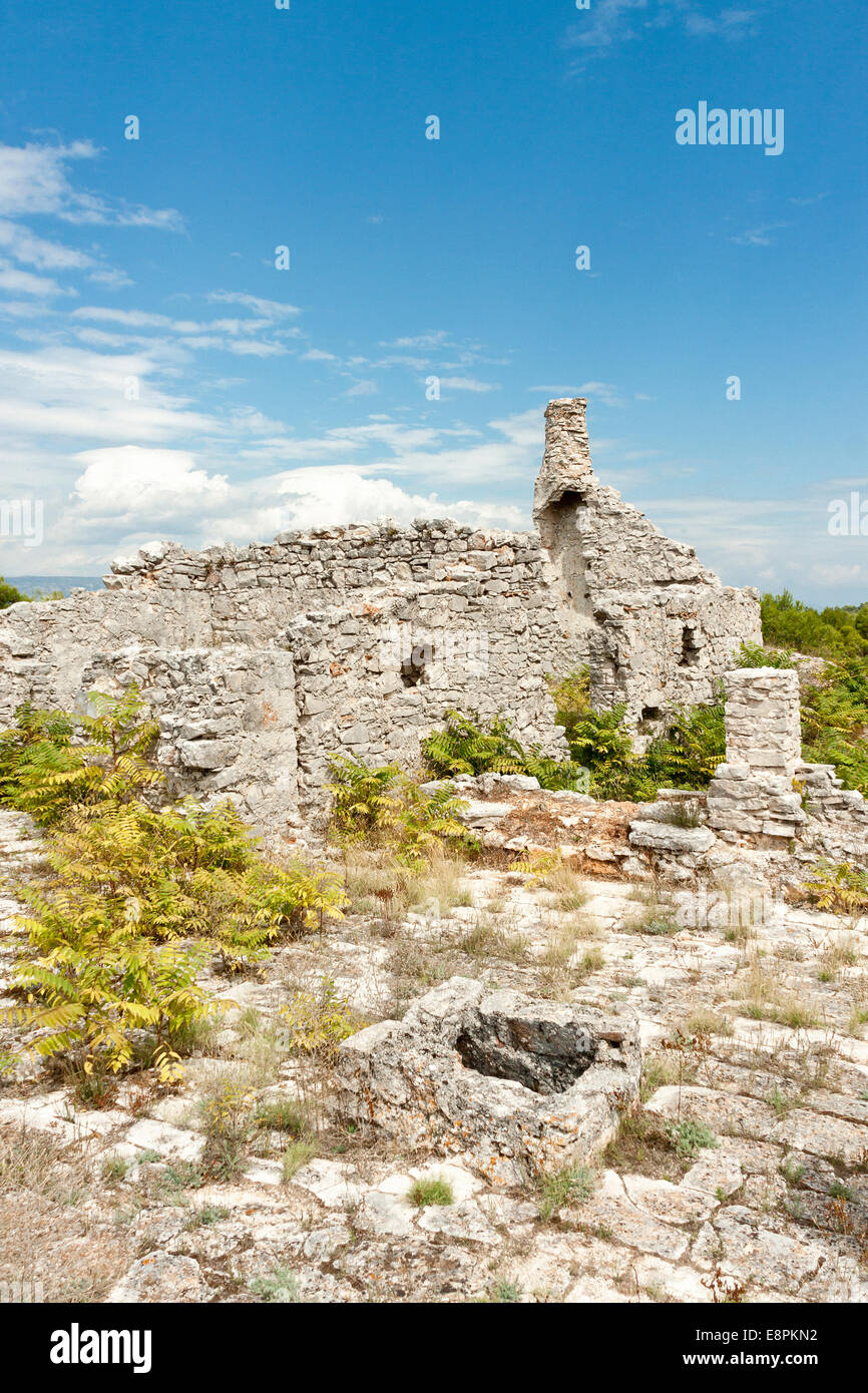 Ruins of a household in Brusje village, Hvar island, Croatia Stock ...