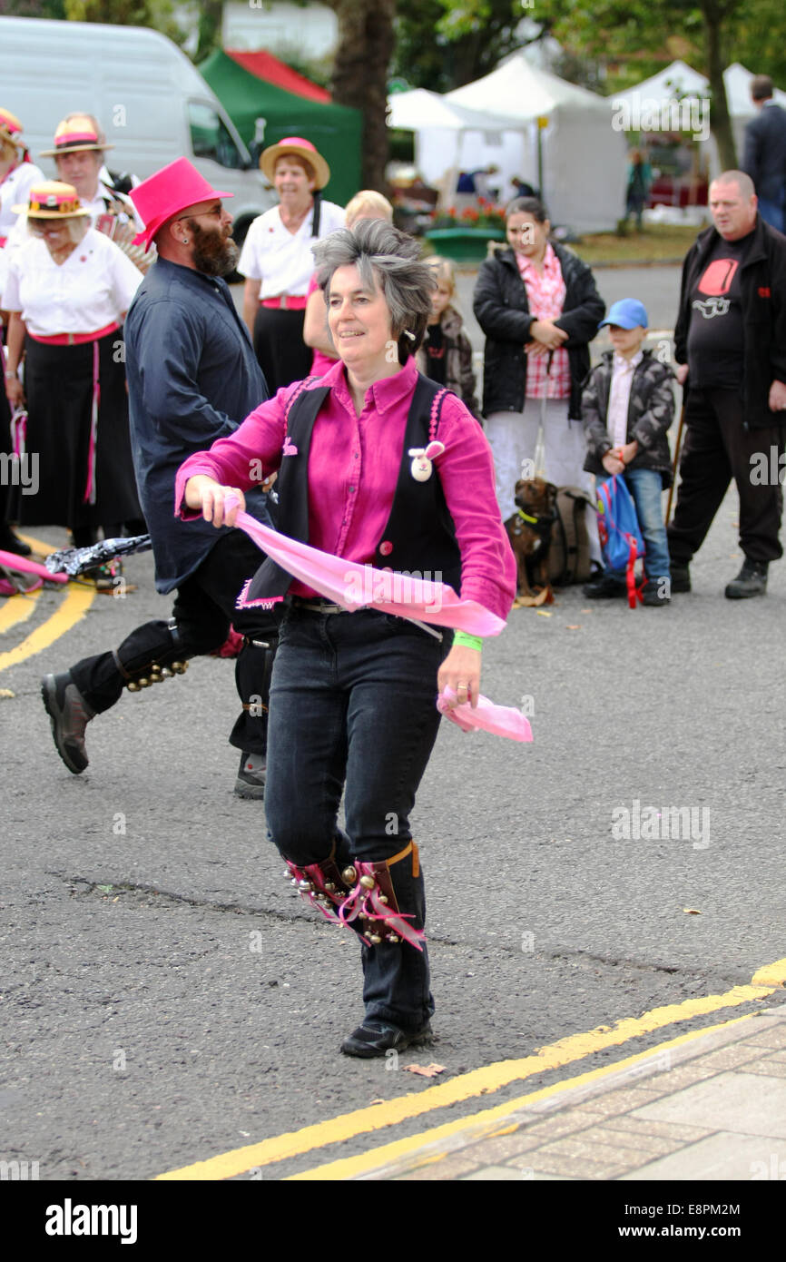 Two Folk dancers in action during a folk weekend in Tenterden, Kent ...