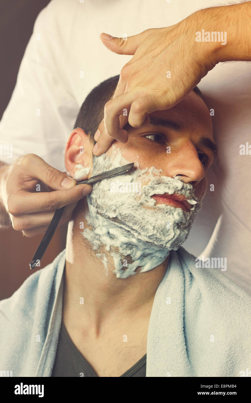 Old man shaving hi-res stock photography and images - Alamy