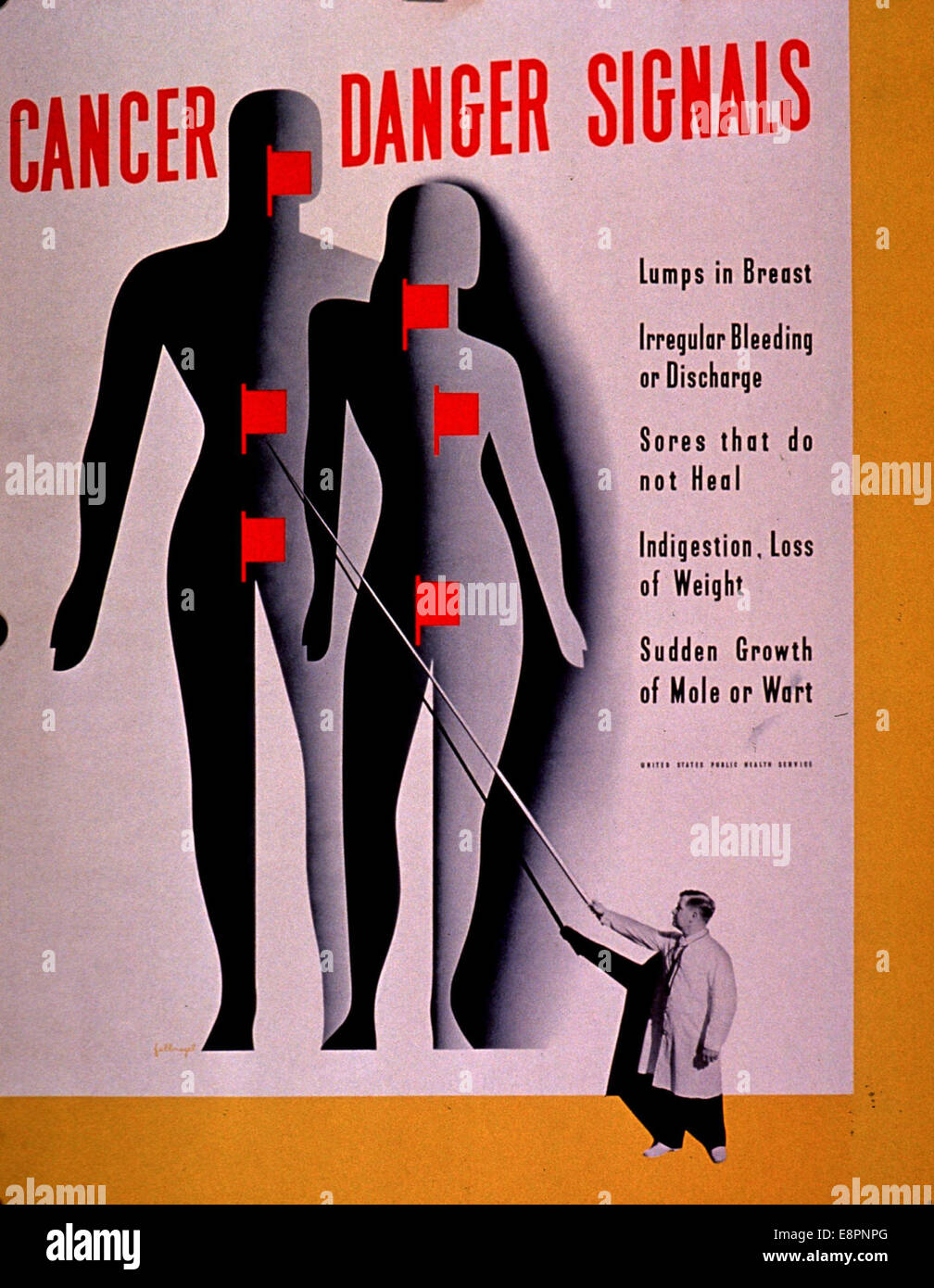 This image highlights various cancer danger signals, depicted in a ...