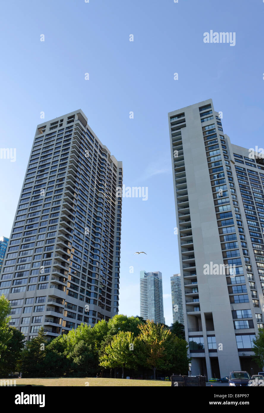 High condos in blue sky background Stock Photo - Alamy