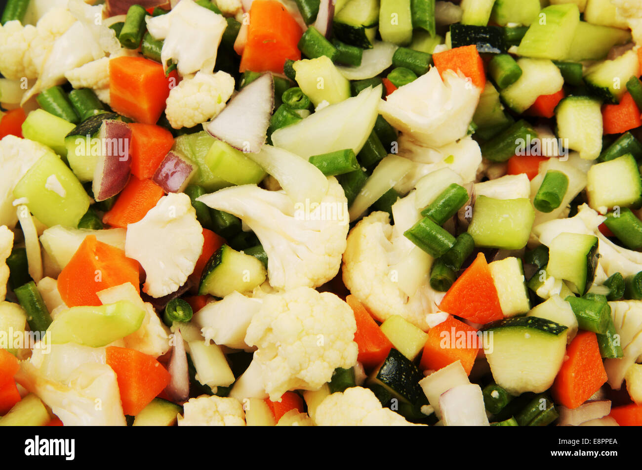 Chopped vegetables for making piccalilli Stock Photo - Alamy