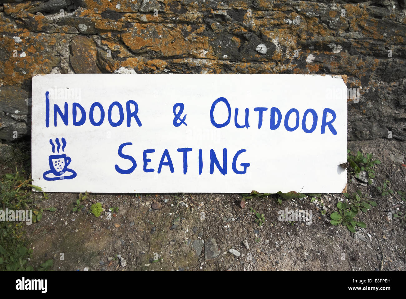 Hand Painted Indoor & Outdoor Seating Sign For Small Tea Shop Stock ...