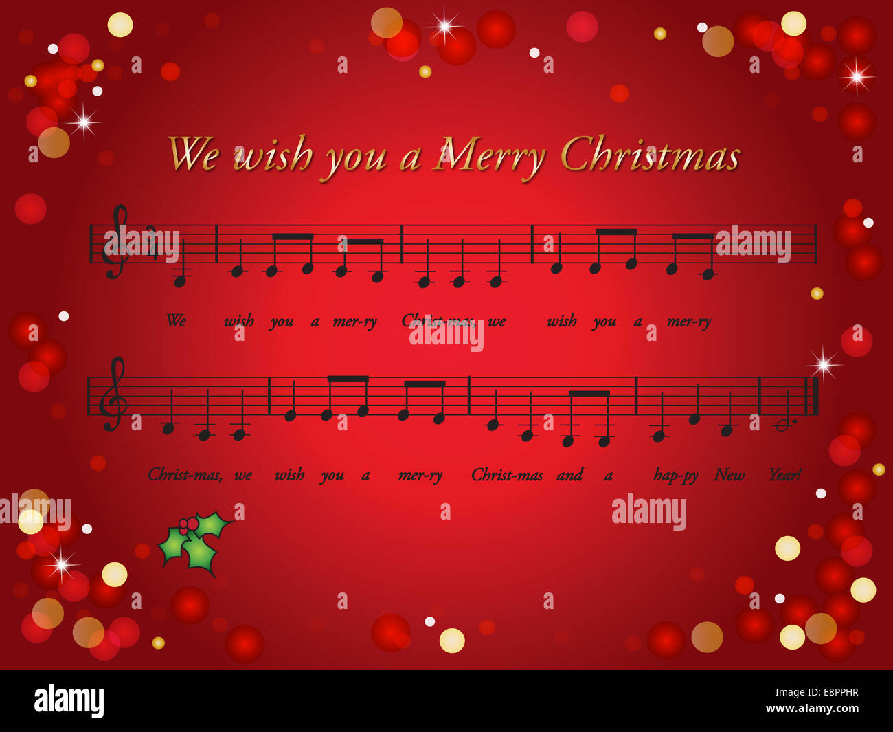illustration of christmas card with a song Stock Photo - Alamy