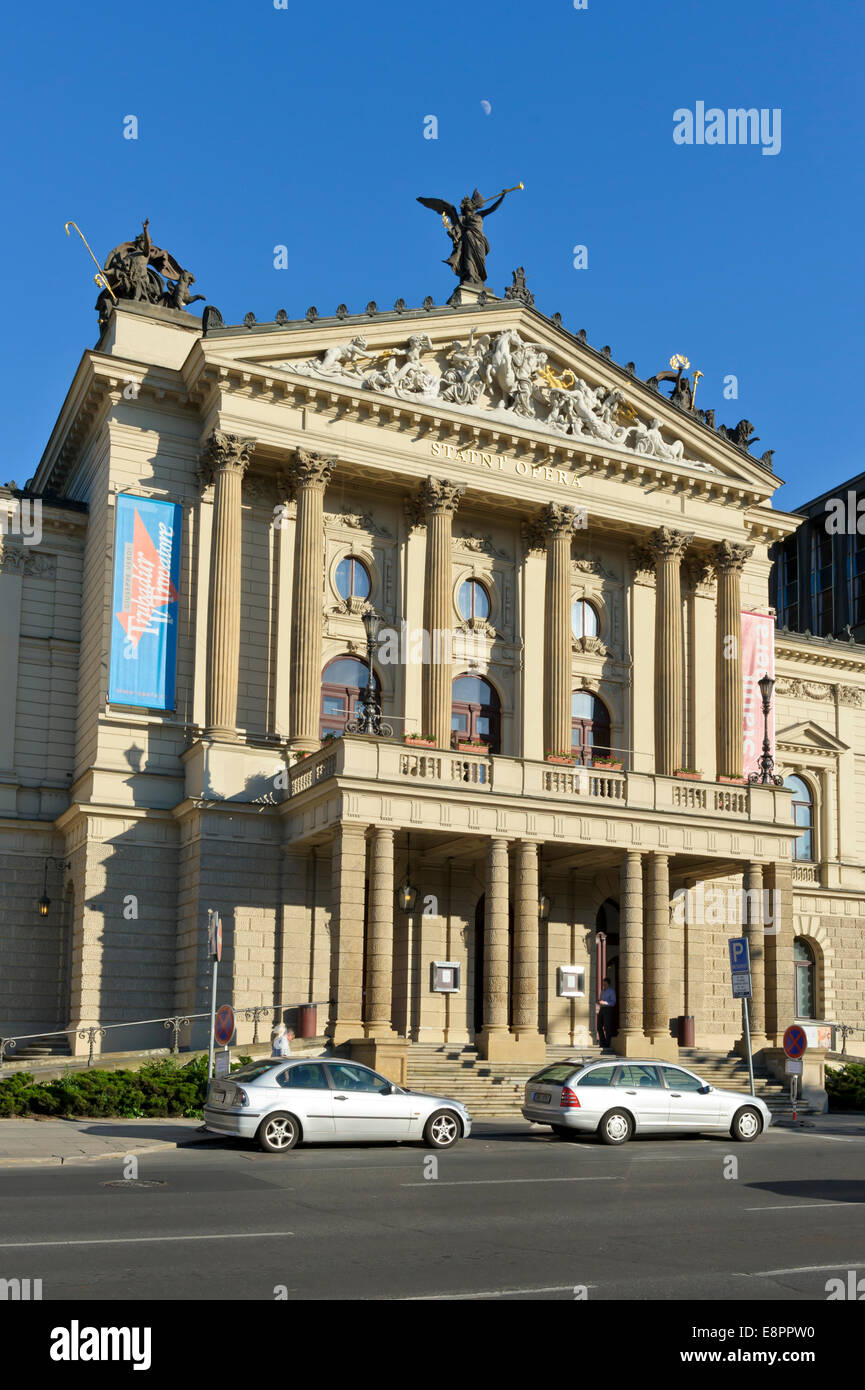 The facade of the State Opera in the City of Prague, Czech Republic ...