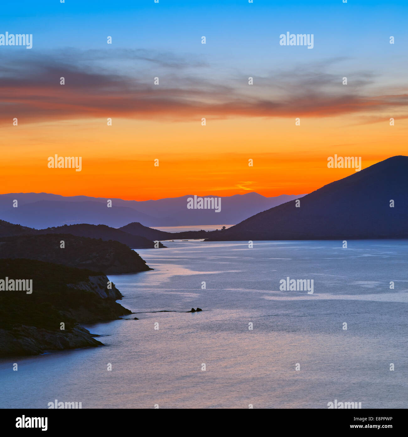 Sunset in Greece Stock Photo - Alamy