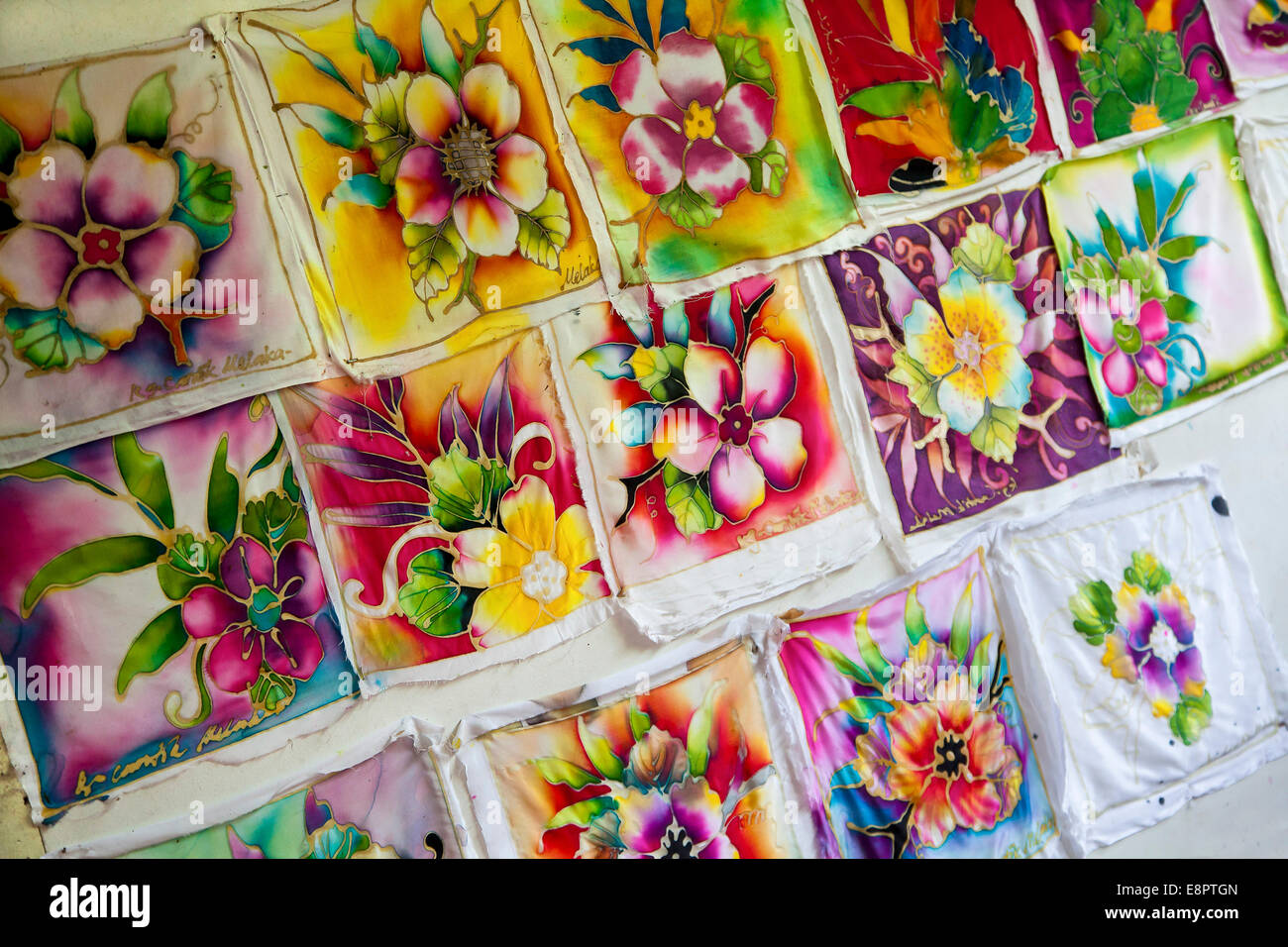 Batiking art hangs in creative studio, Melaka MALAYSIA Stock Photo - Alamy