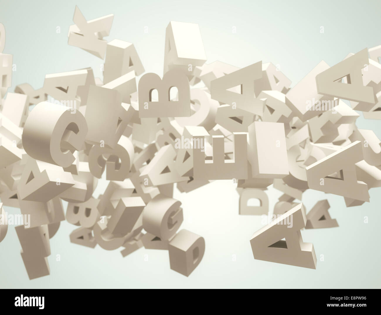 Random letters flying. High resolution 3d render Stock Photo - Alamy