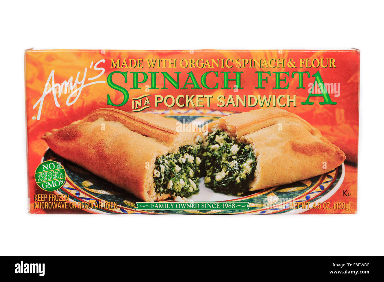 Amy's Spinach Feta Pocket Sandwich Stock Photo - Alamy