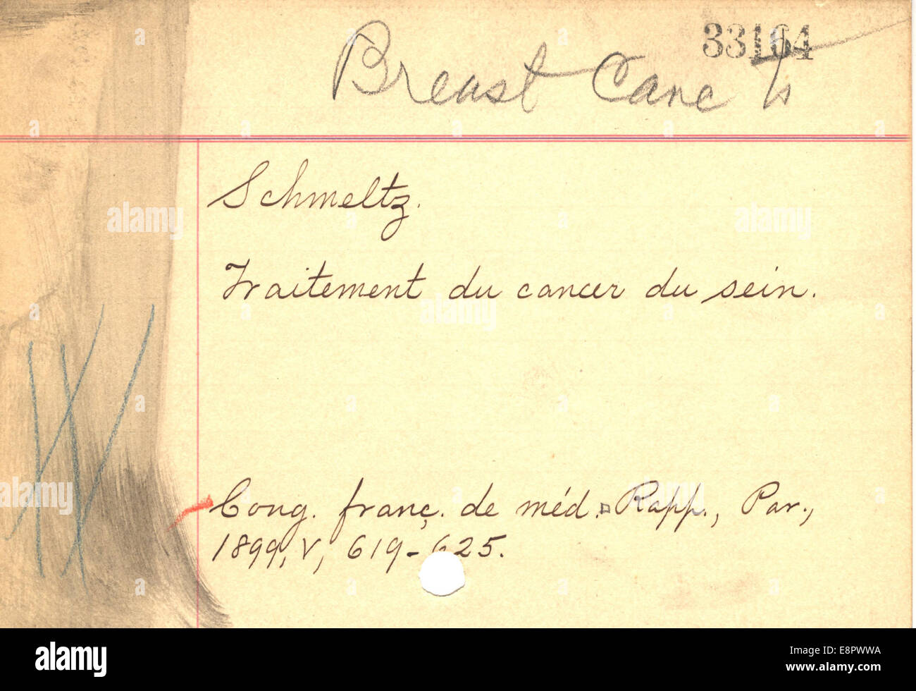 This image shows a handwritten subject card, a form of archival ...