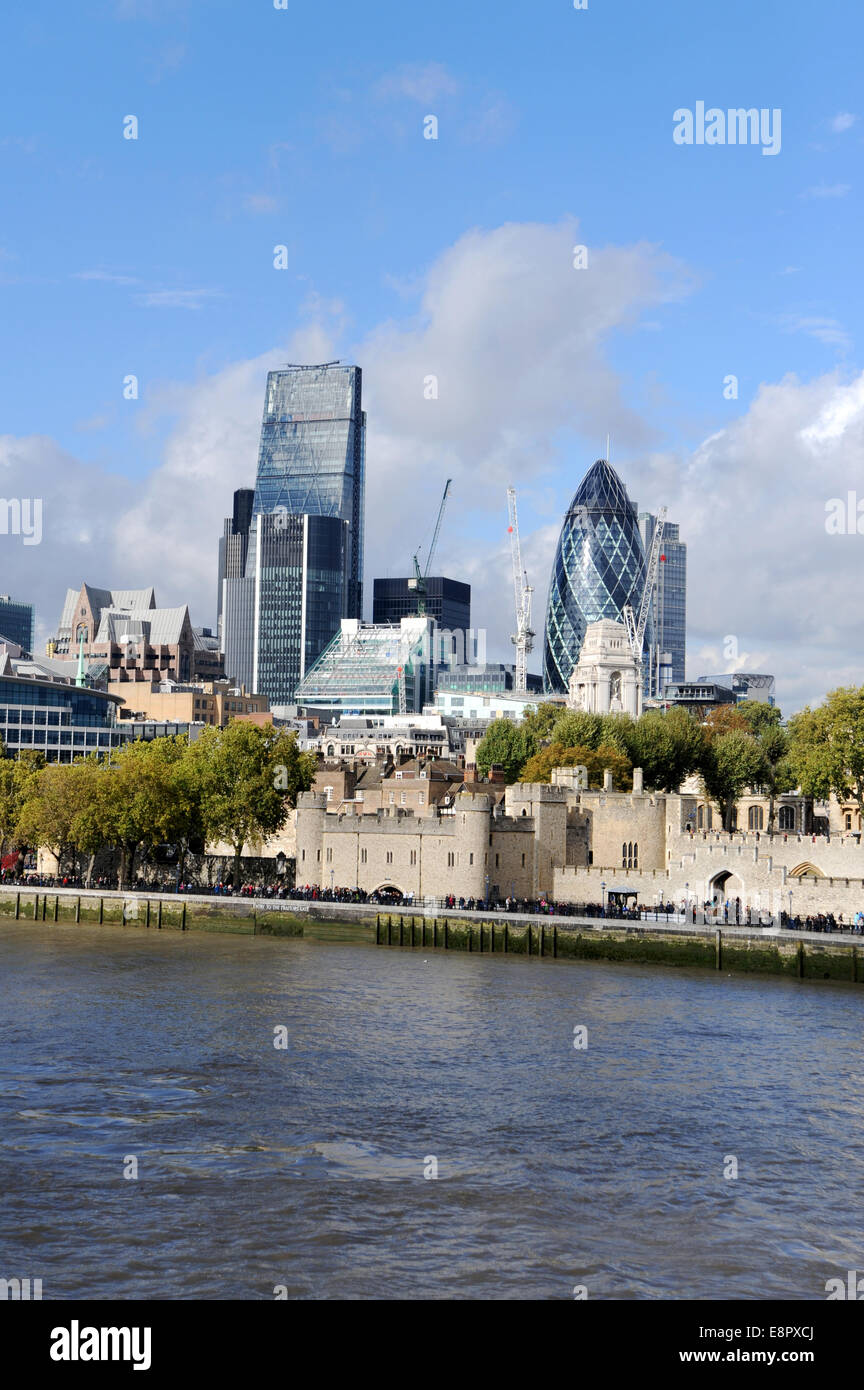 London UK - View of the city area of London UK with River Thames in ...