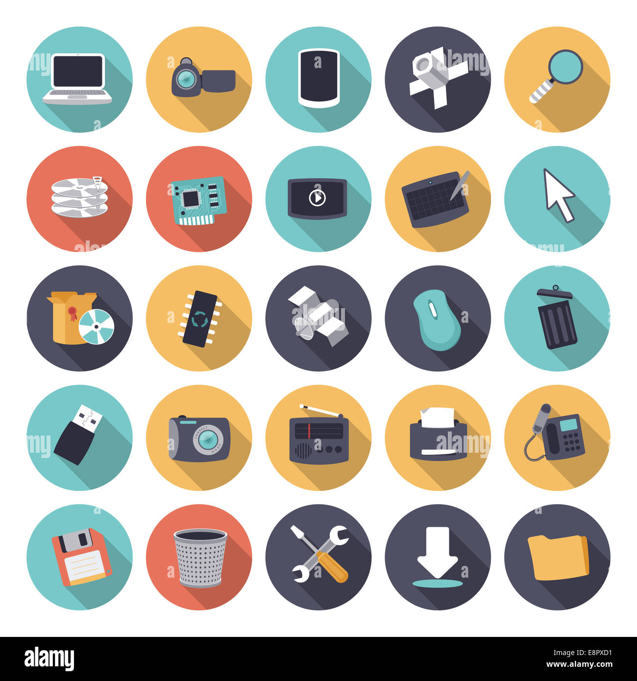 Flat design icons for technology and devices Stock Photo - Alamy