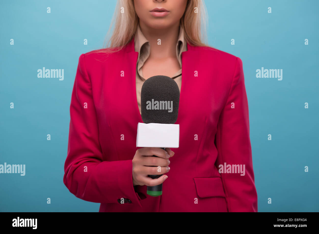 Very beautiful TV presenter Stock Photo - Alamy