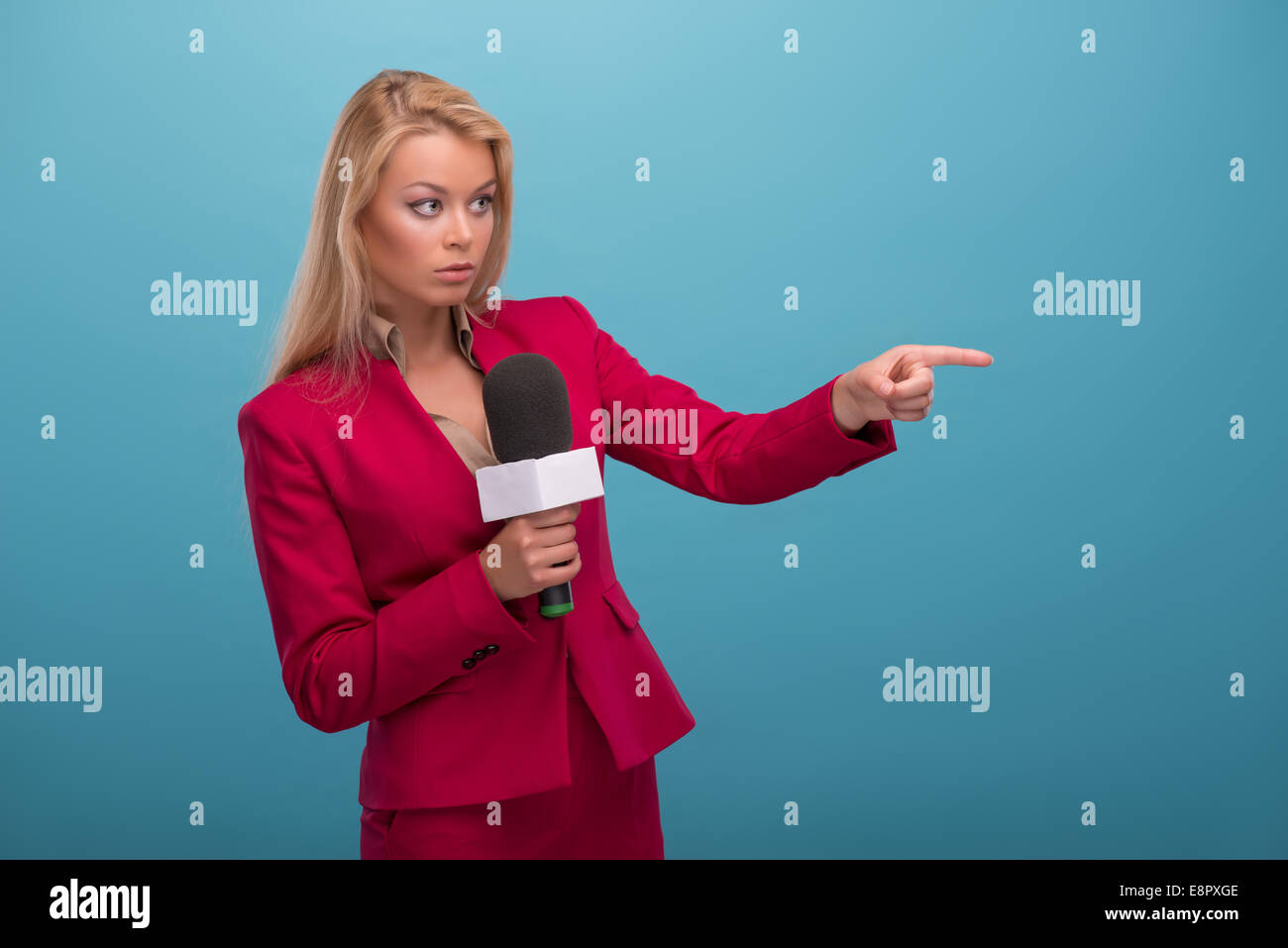 Very beautiful TV presenter Stock Photo - Alamy