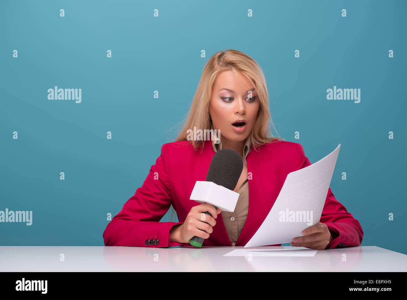 Very beautiful TV presenter Stock Photo - Alamy