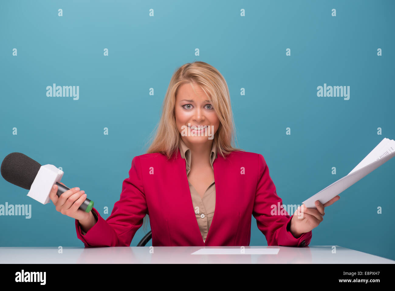 Very beautiful TV presenter Stock Photo - Alamy