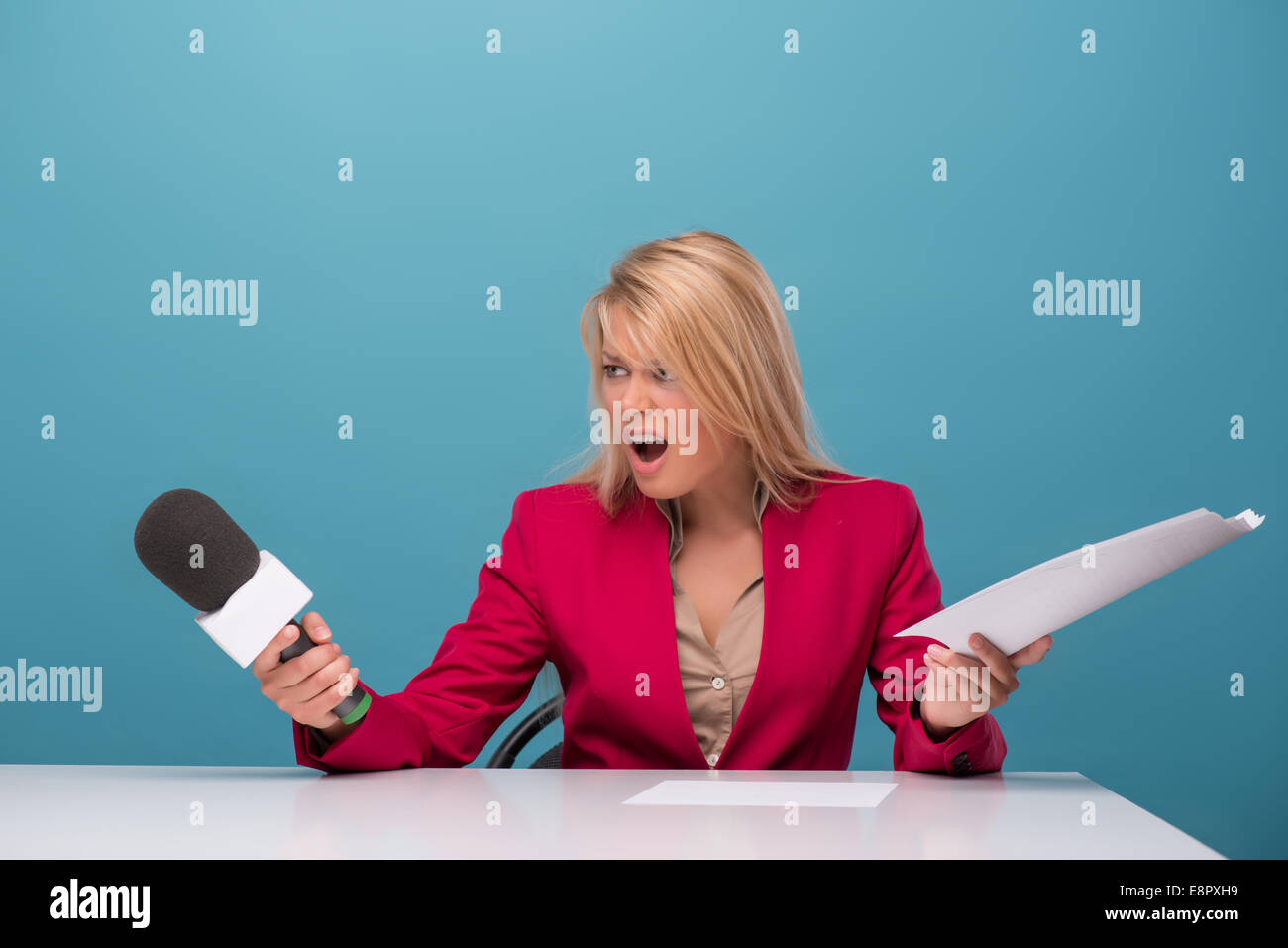 Very beautiful TV presenter Stock Photo - Alamy