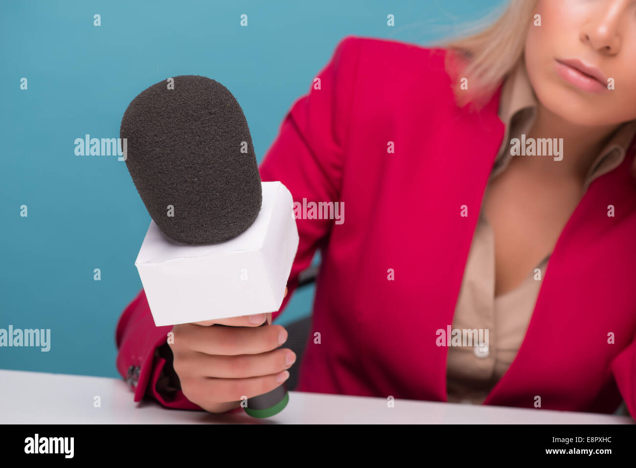 Very beautiful TV presenter Stock Photo - Alamy