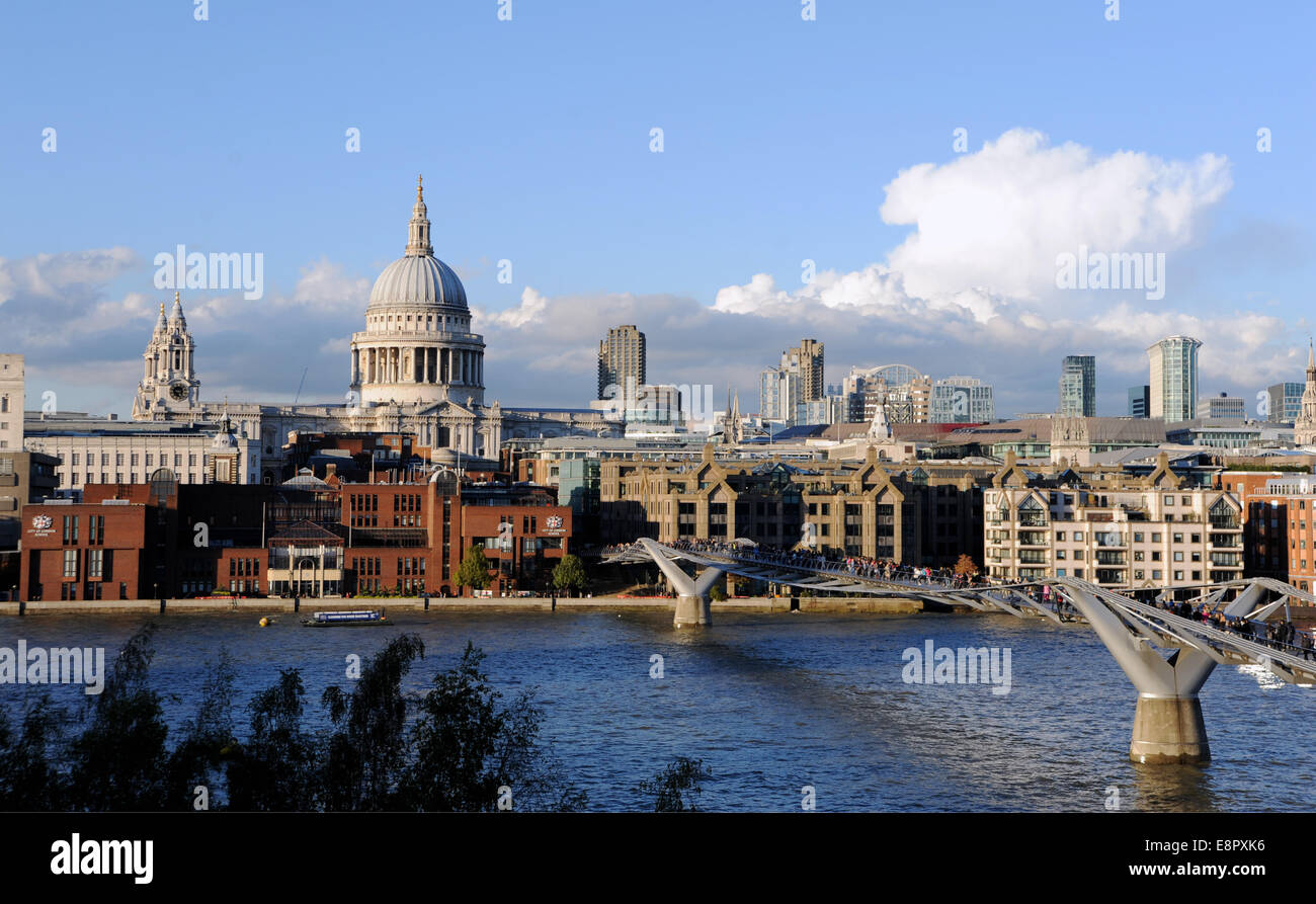 London UK - View across River Thames with St Paul's Cathedral Stock ...