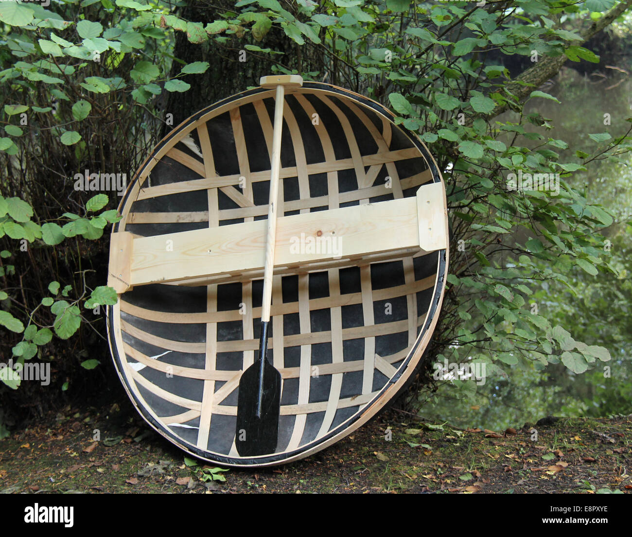 A Traditionally Made One Man Coracle Basket Boat Stock Photo - Alamy