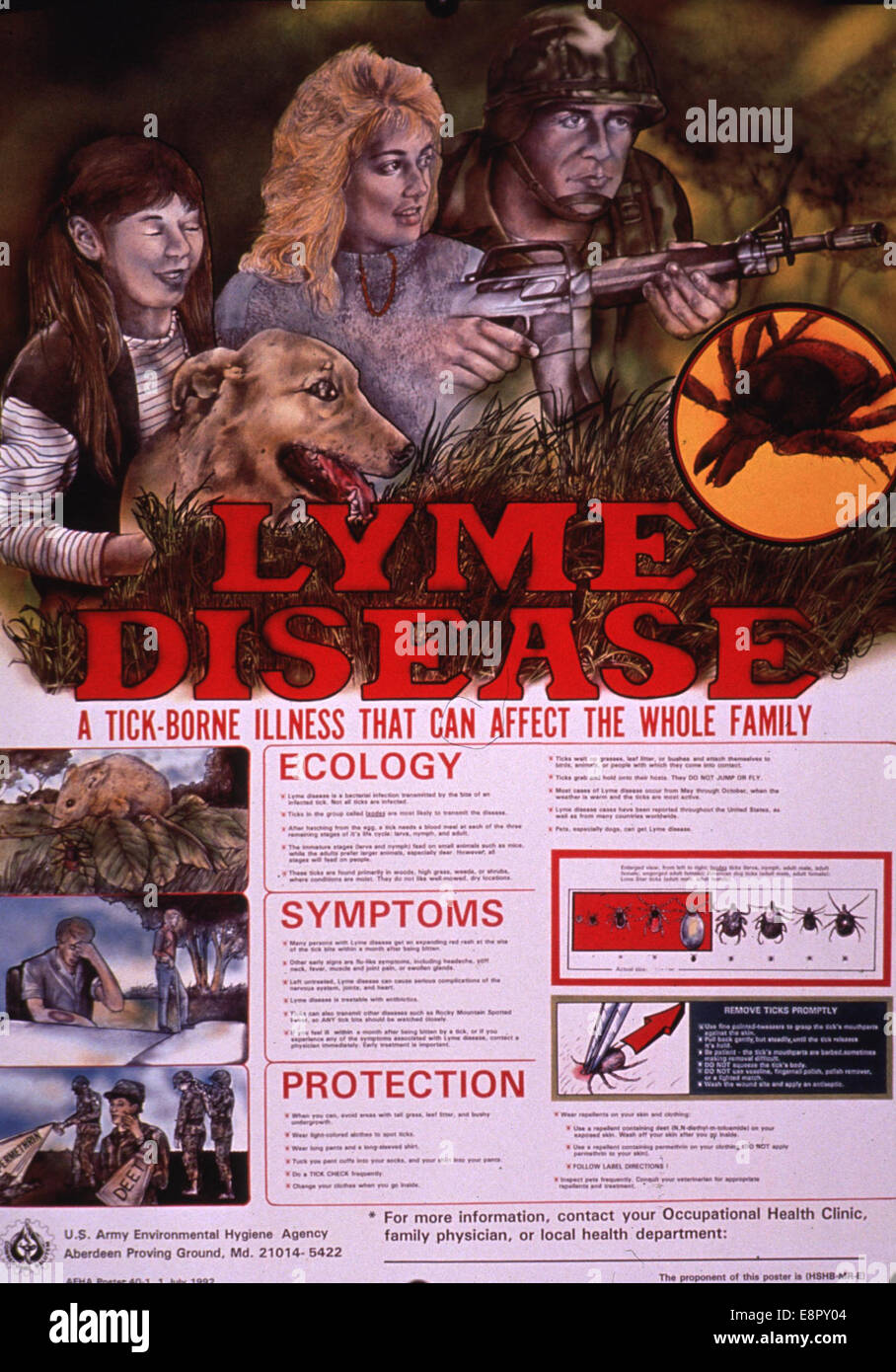 An educational illustration depicting the symptoms and effects of Lyme ...