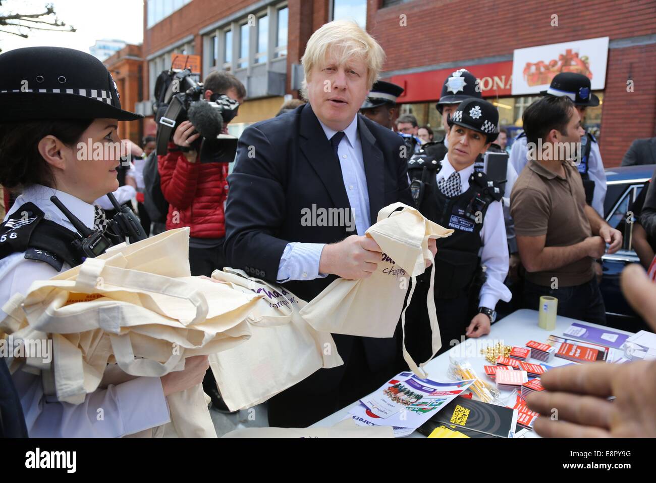 Boris Johnson visits St Annes shopping centre in Harrow to promote the ...