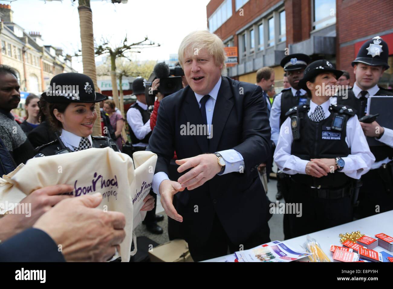 Boris Johnson visits St Annes shopping centre in Harrow to promote the ...