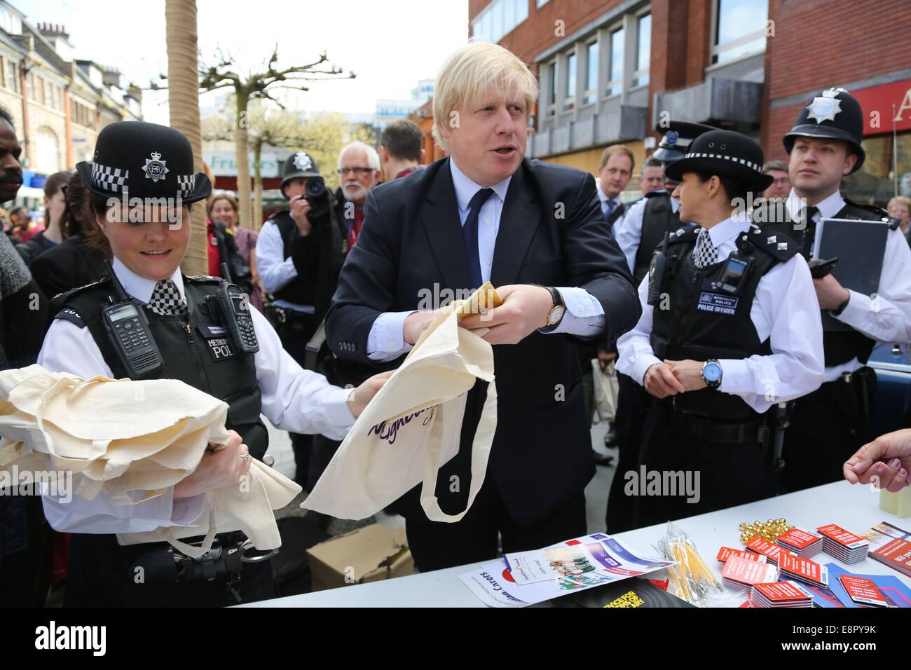 Boris Johnson visits St Annes shopping centre in Harrow to promote the ...