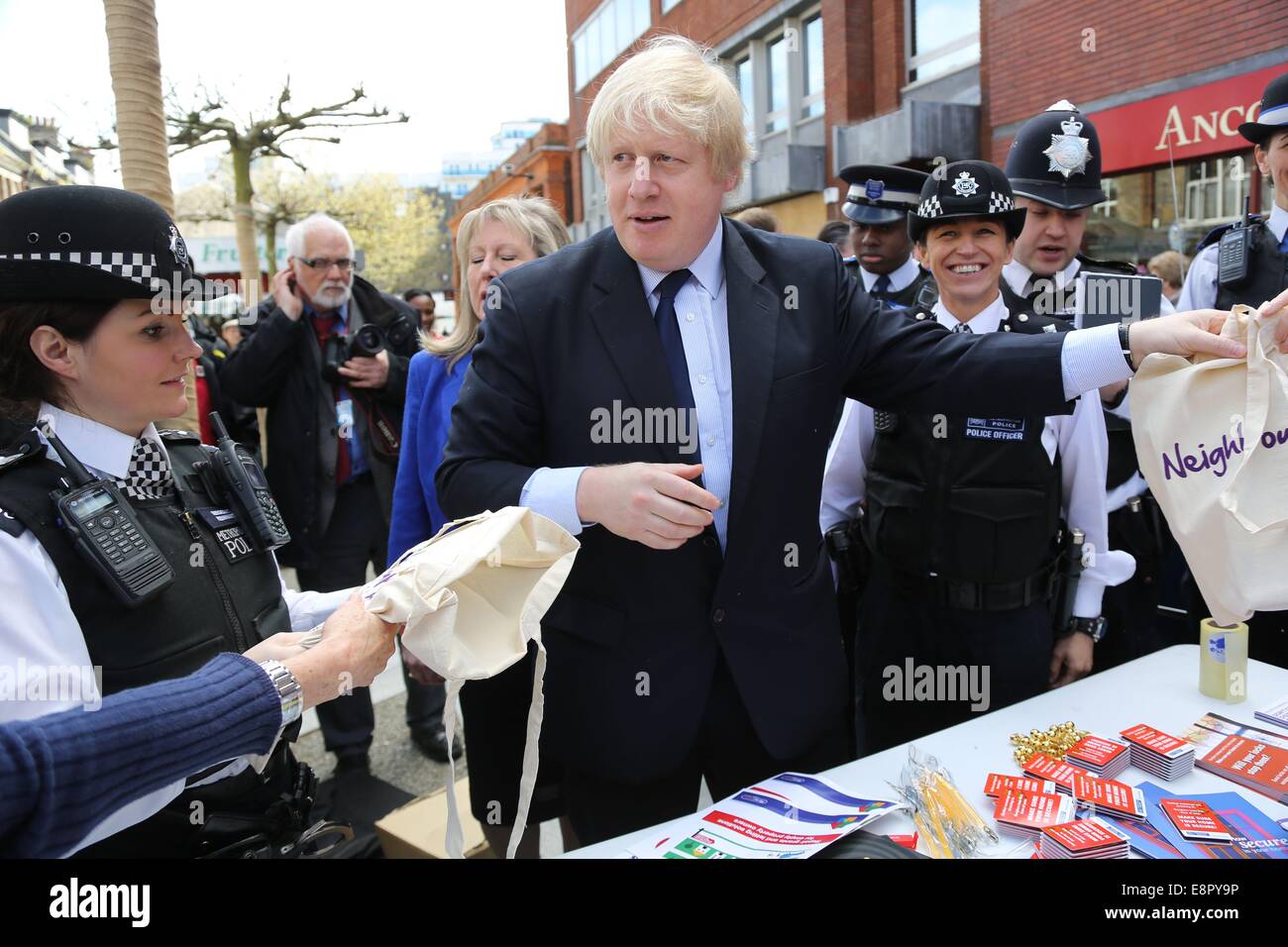 Boris Johnson visits St Annes shopping centre in Harrow to promote the ...