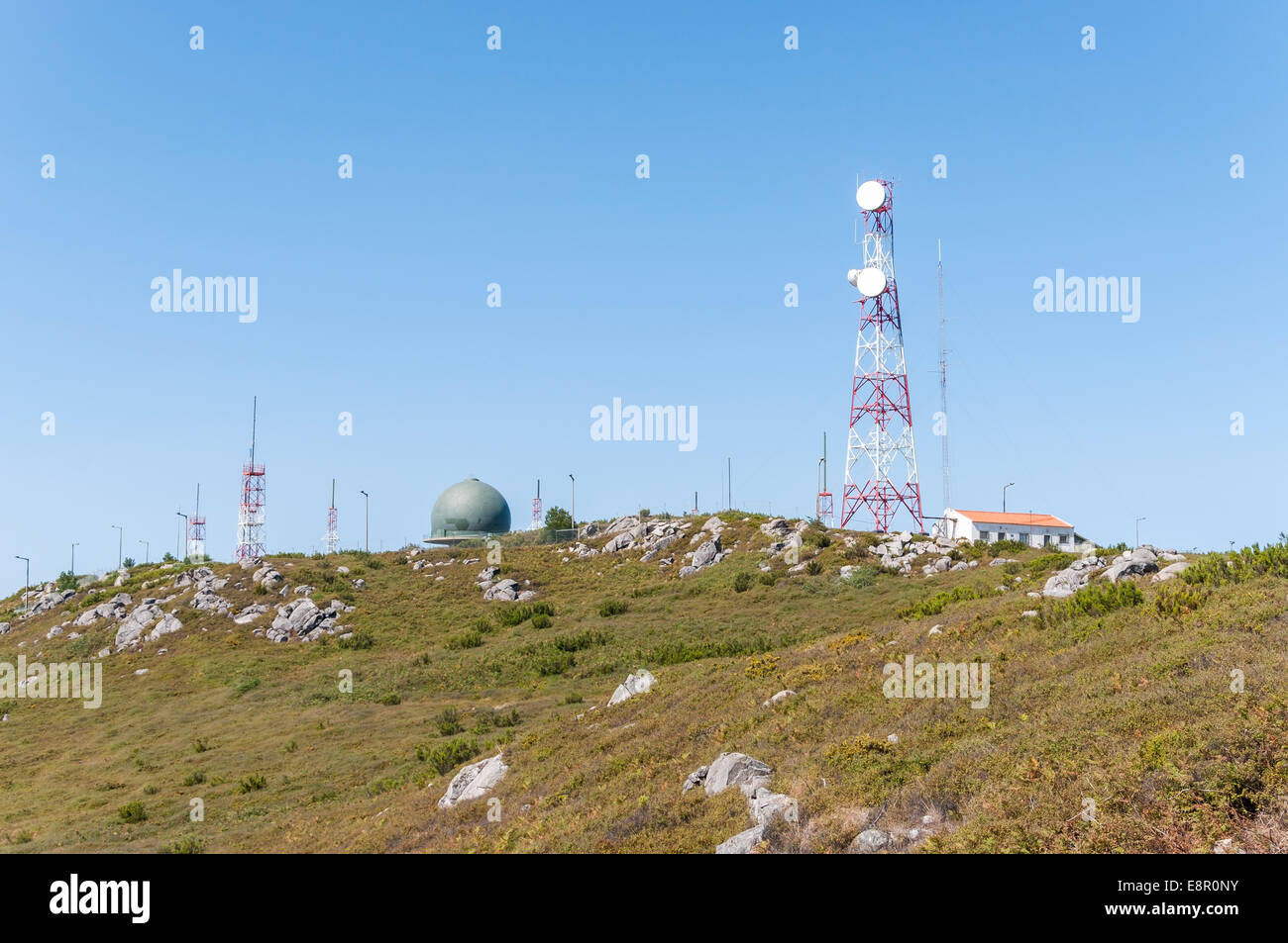 Communication tower on the top of Foia Mountain, Monchique, Portugal ...