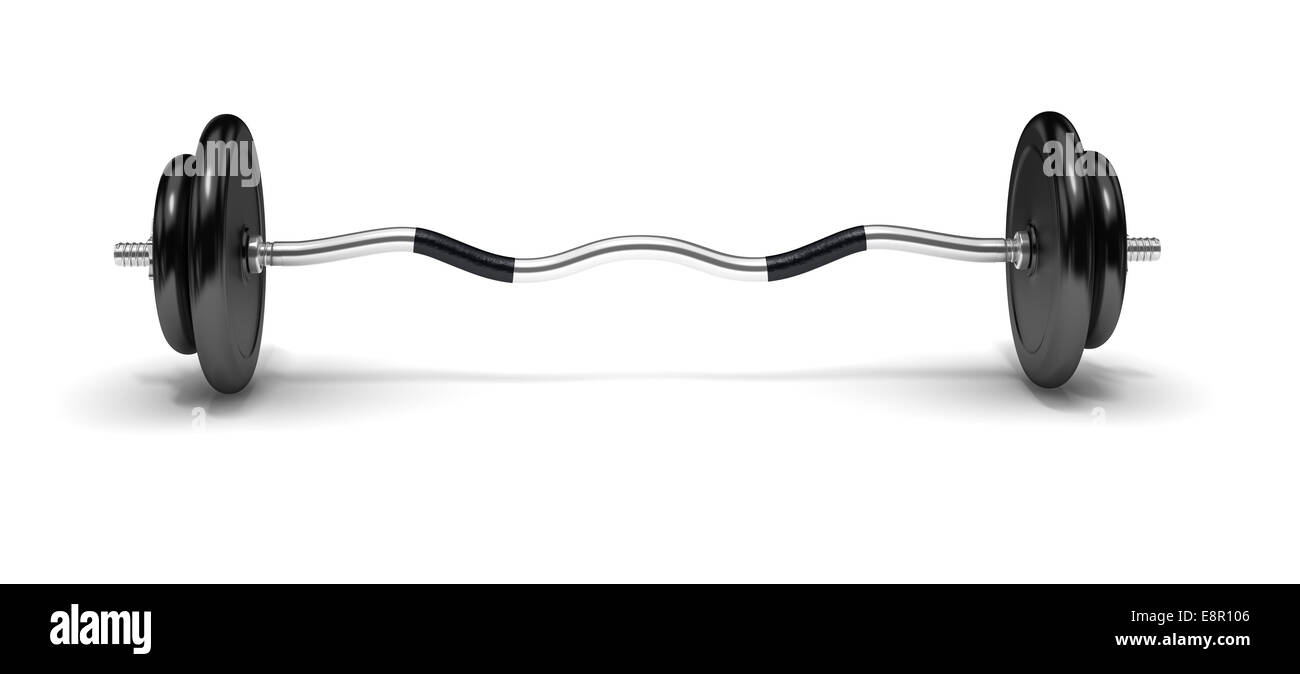 black barbell on white background Stock Photo - Alamy