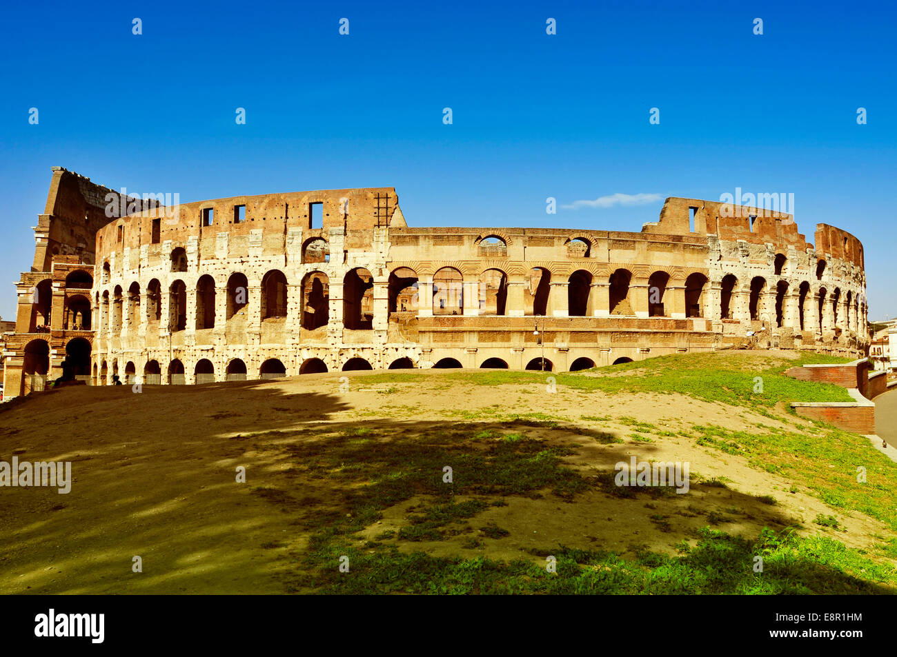 view of the Flavian Amphitheatre or Coliseum in Rome, Italy Stock Photo ...