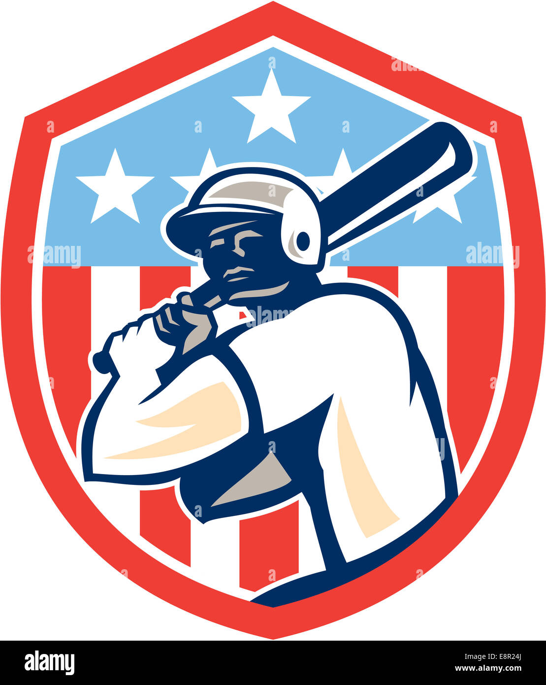 Illustration of a american baseball player batter hitter holding bat ...