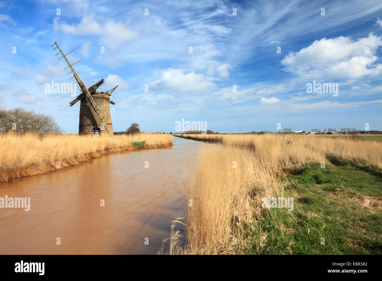 Brograve Drainage Mill in the Broads National Park, Norfolk Stock Photo ...