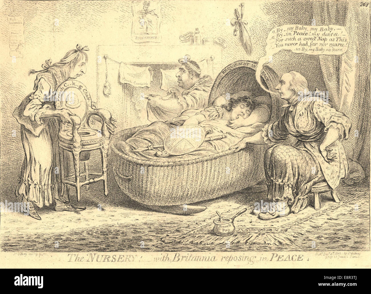 A tranquil image of a nursery with Britannia, a symbol of British peace ...