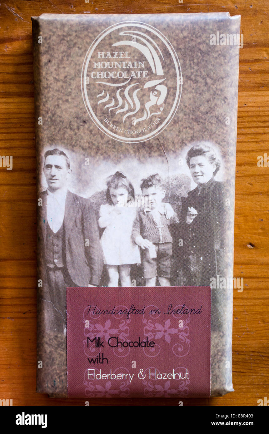 Outside wrapper around Irish Hazel Mountain chocolate Stock Photo - Alamy