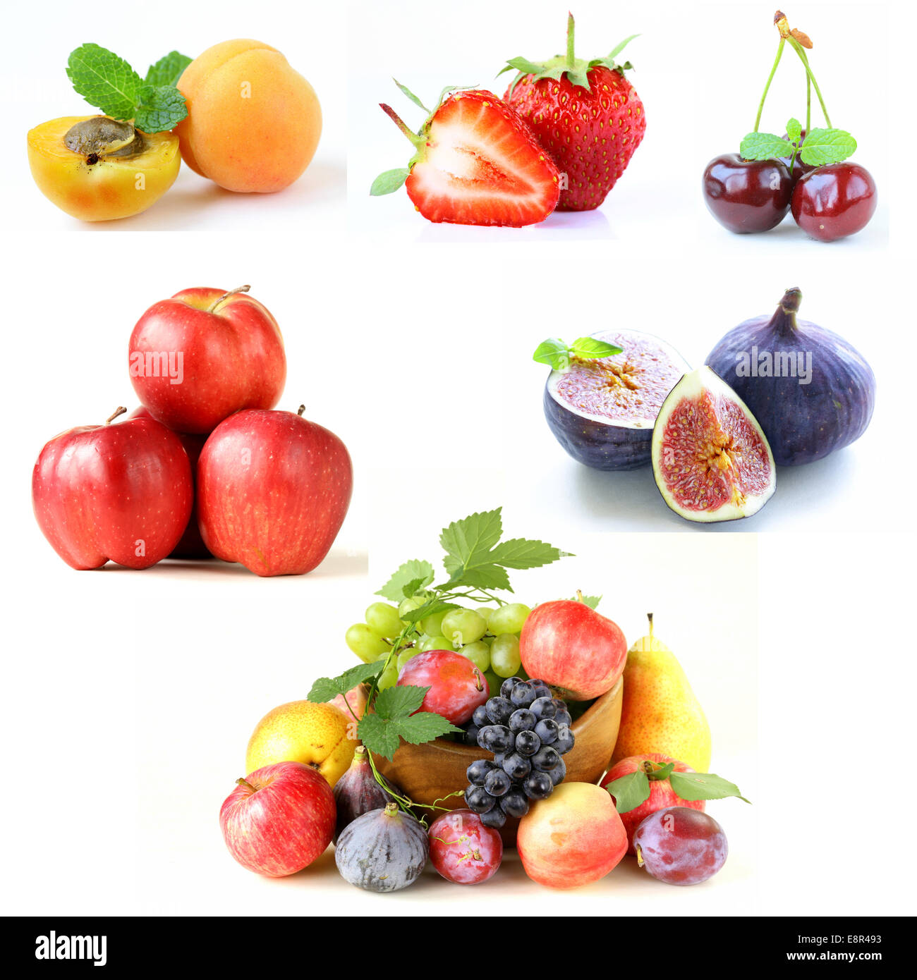Set various berries and fruits (apples, figs, strawberries, apricots ...