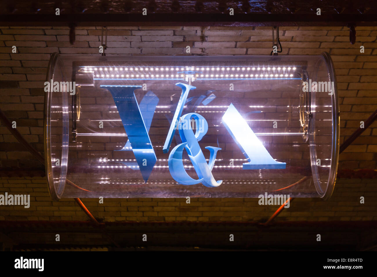 V&A Victoria and Albert museum sign, South Kensington passageway ...