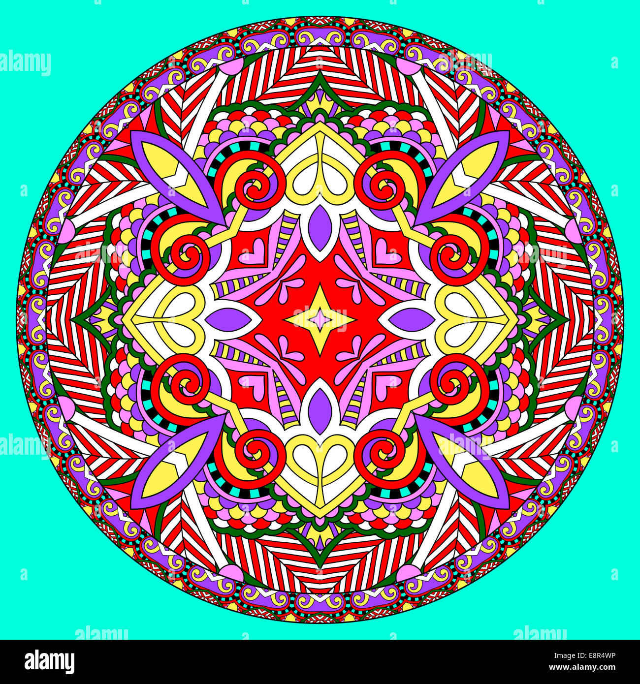 decorative design of circle dish template, round geometric patte Stock ...