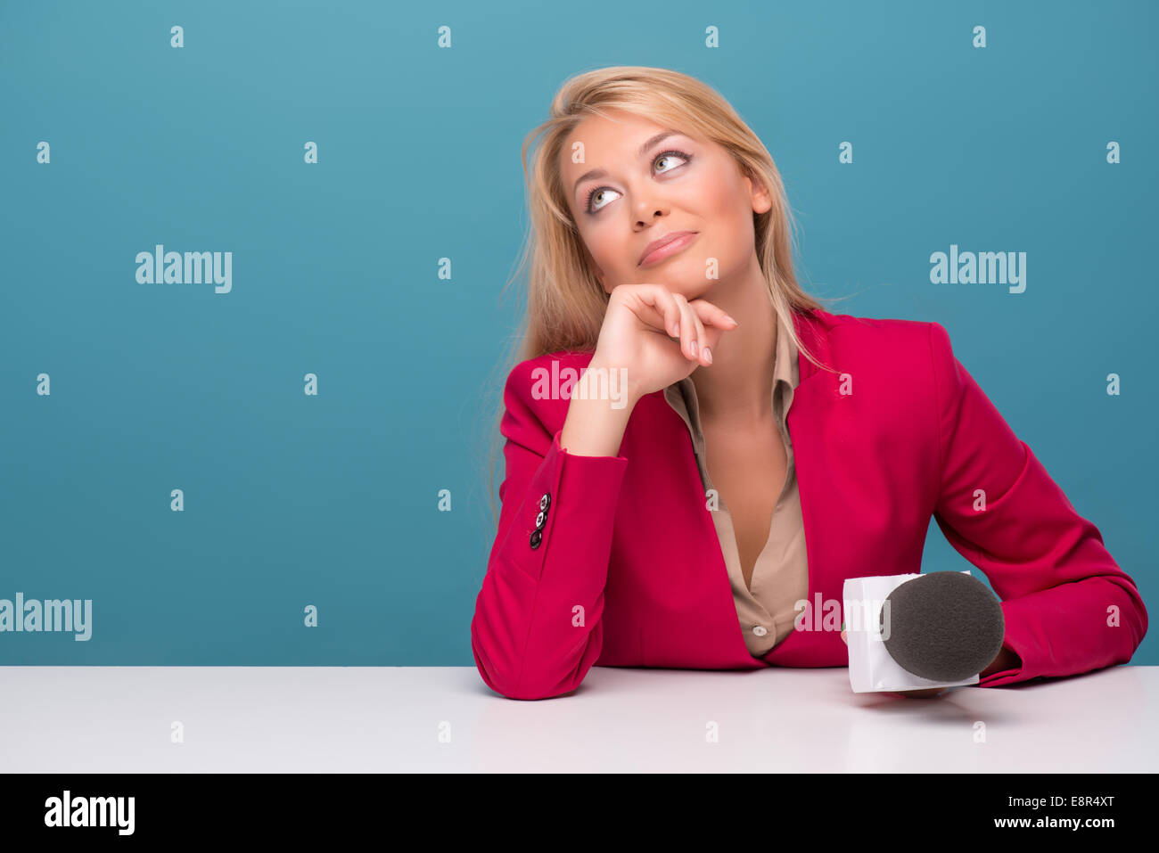 Very beautiful TV presenter Stock Photo - Alamy