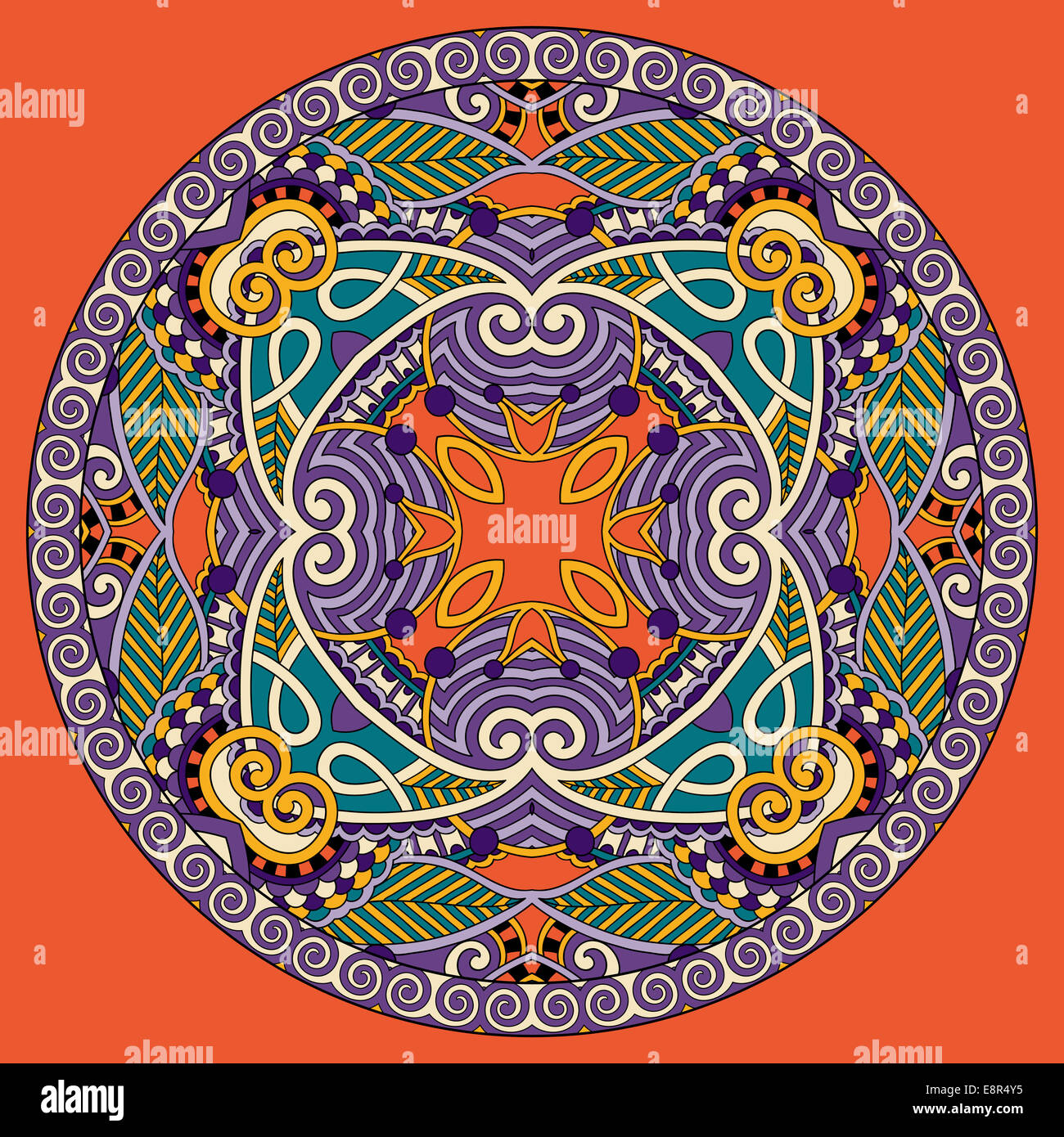 decorative design of circle dish template, round geometric patte Stock ...