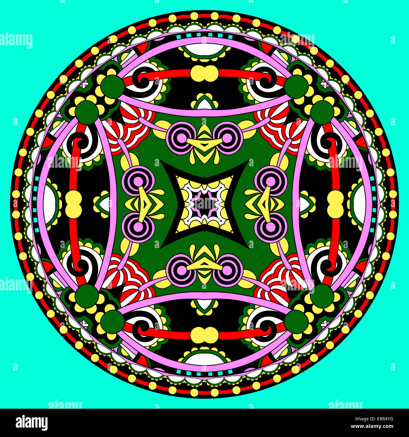 decorative design of circle dish template, round geometric patte Stock ...