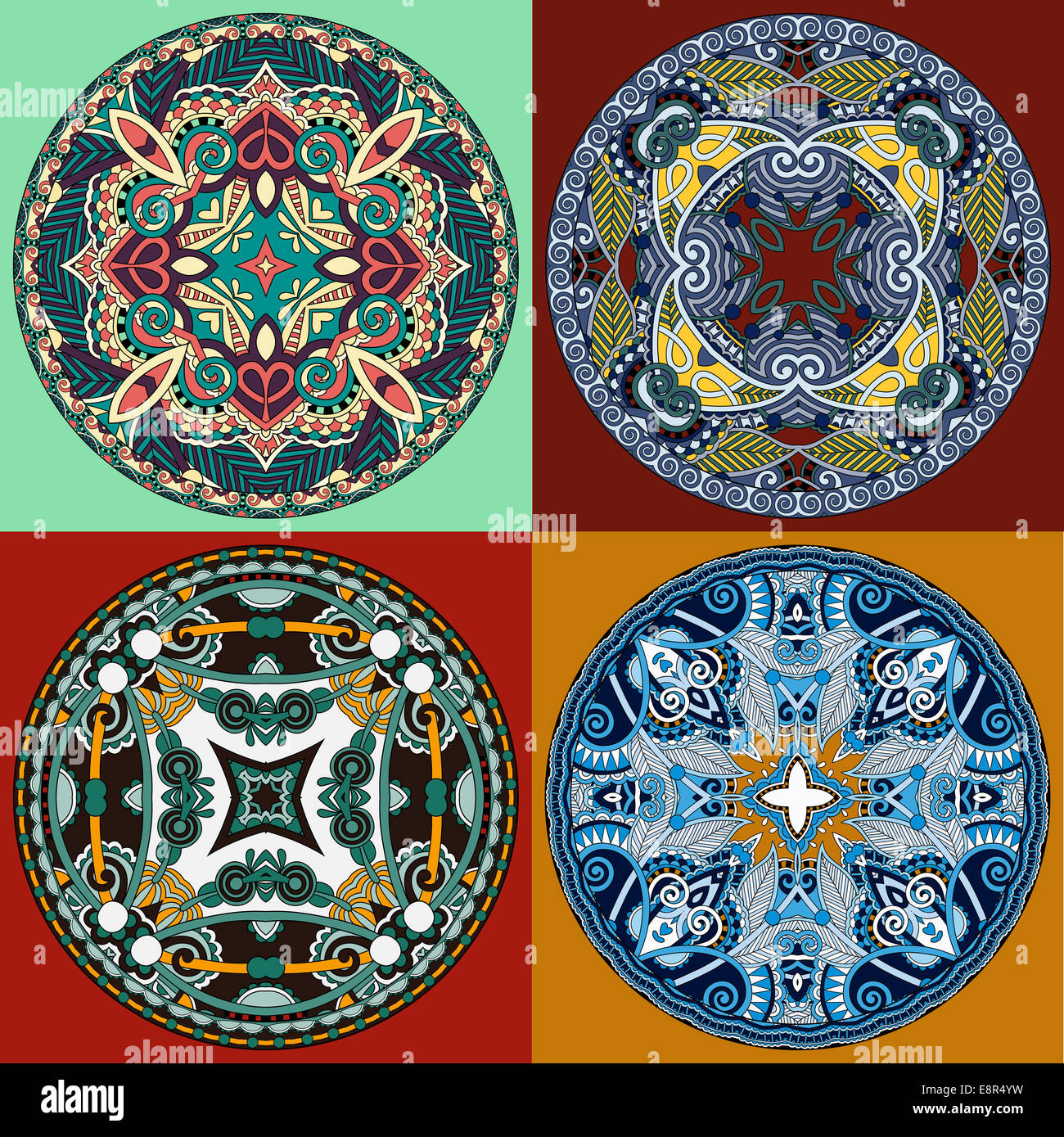 set decorative design of circle dish template Stock Photo - Alamy