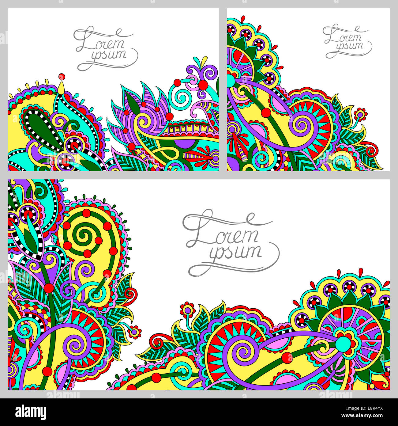 set of floral decorative background, template frame design for c Stock ...