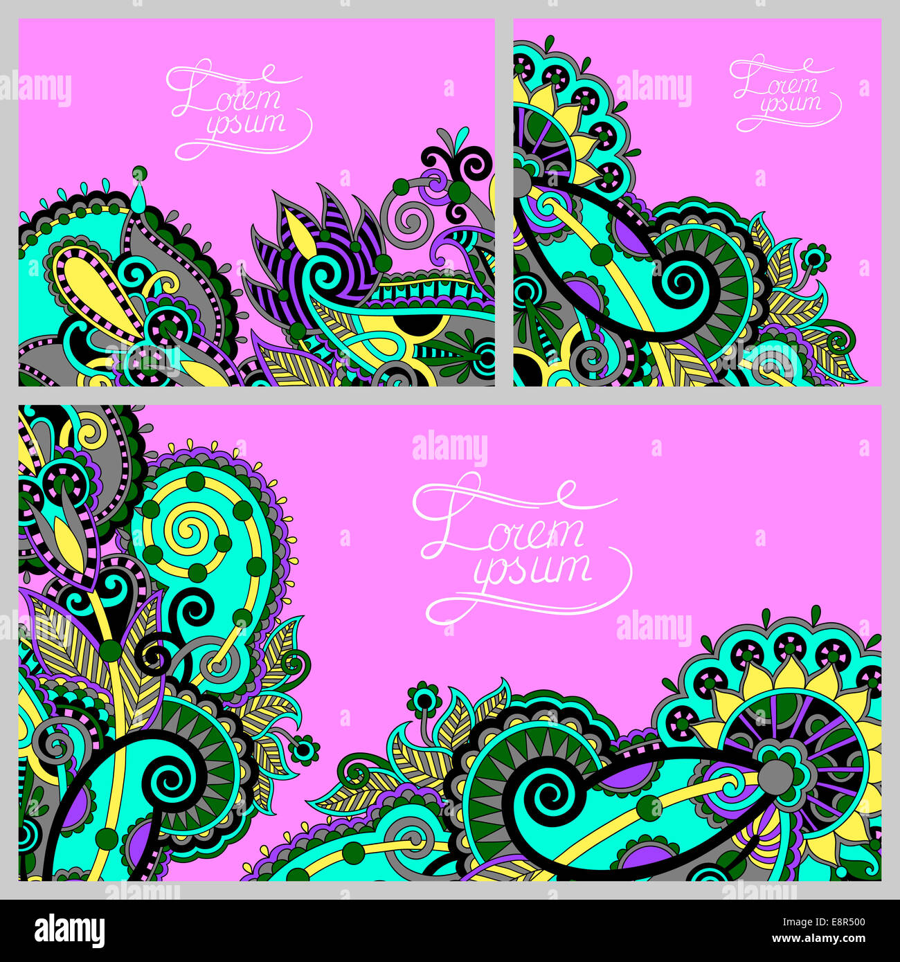 set of floral decorative background, template frame design for c Stock ...